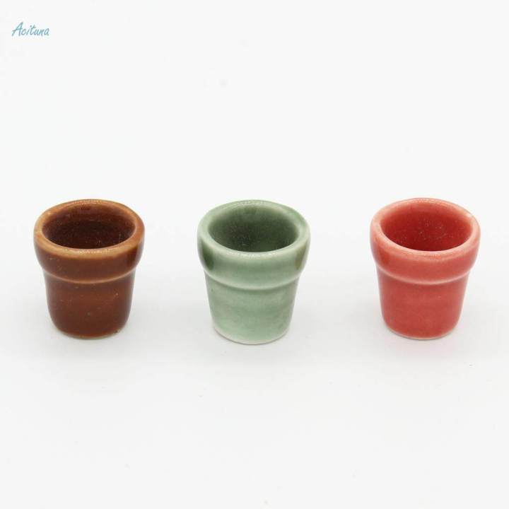 3 Piece Porcelain Miniature Flower Pot Toy For 1 / 12 | Daraz.pk