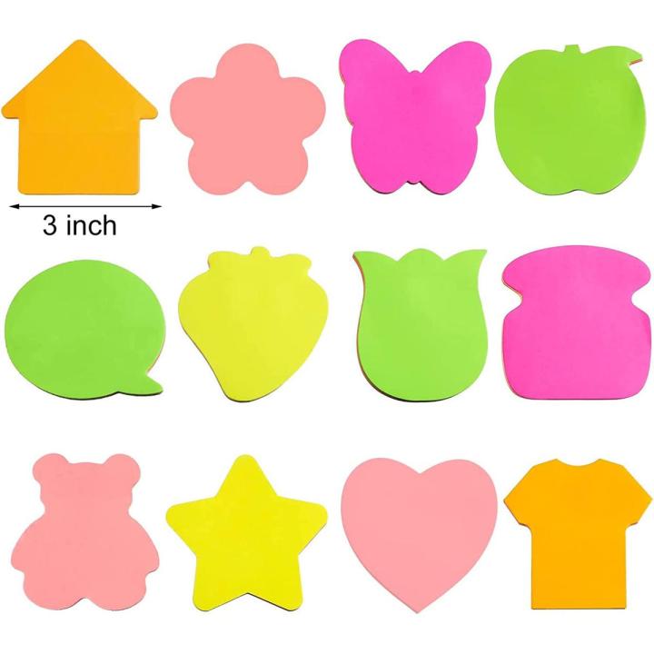 Different shapes sticky notes - Pack of 4 - Multicolour sticky notepad ...