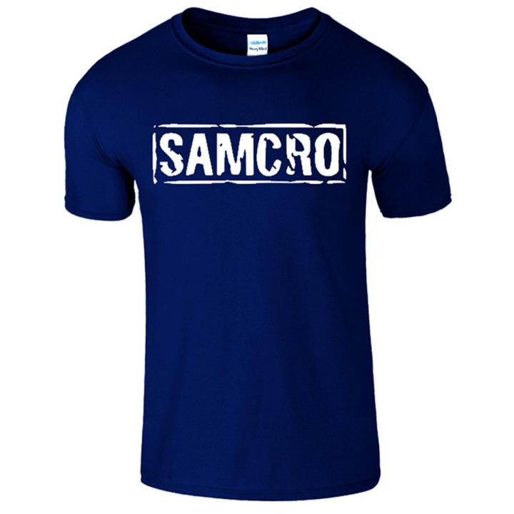 Navy Blue Printed Cotton T Shirt Samcro Sons of Anarchy American Drama ...