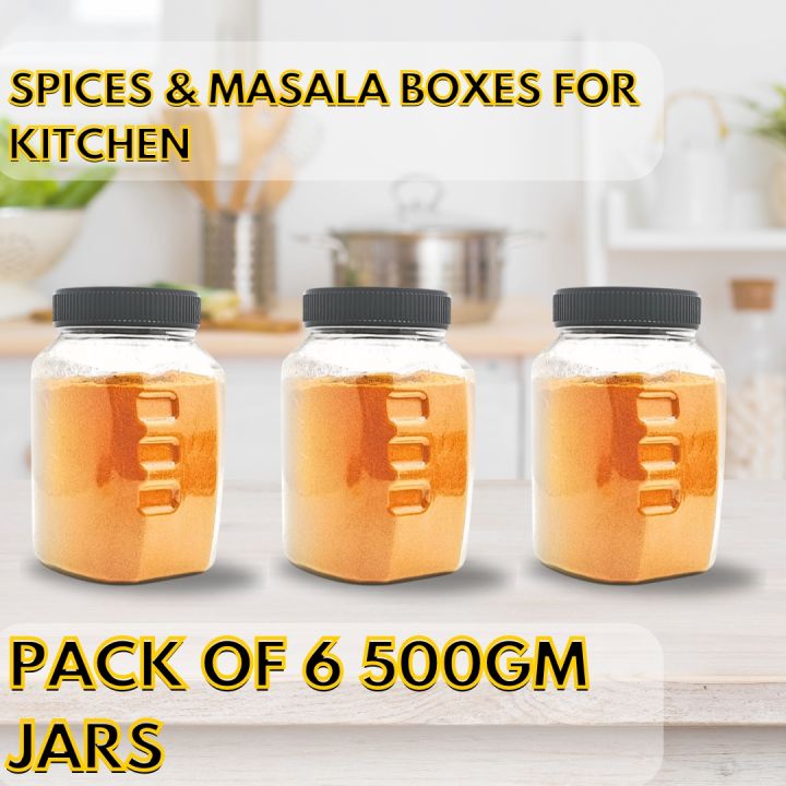 Pack of 6 Jars (SMALL TEA JAR) for Kitchen Storage Set - 500 GM STORAGE ...