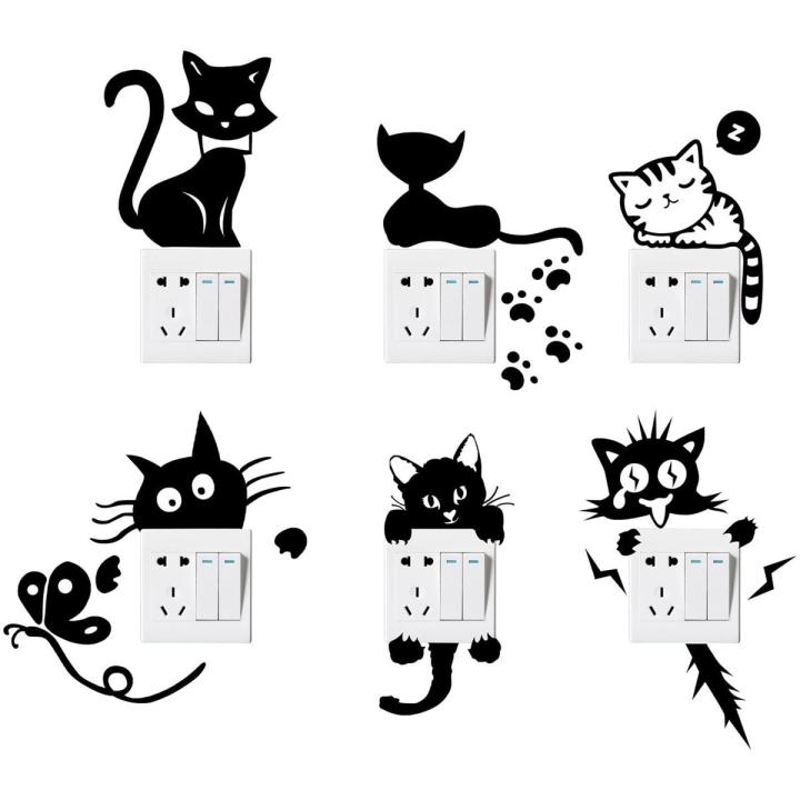 Switch Sticker, [6 Pcs] Lovely Cute Cartoon Vinyl Wall Switch Sticker ...