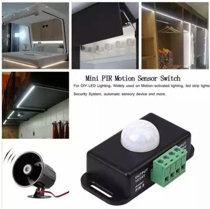 DC 12V 24V 8A Automatic Adjustable PIR Motion Sensor Switch IR Infrared ...