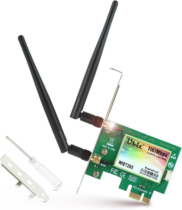 Ubit WiFi Card AC WiFi Card 1200Mbps 802.11 Dual-Band 5Ghz-867Mbps/2 ...