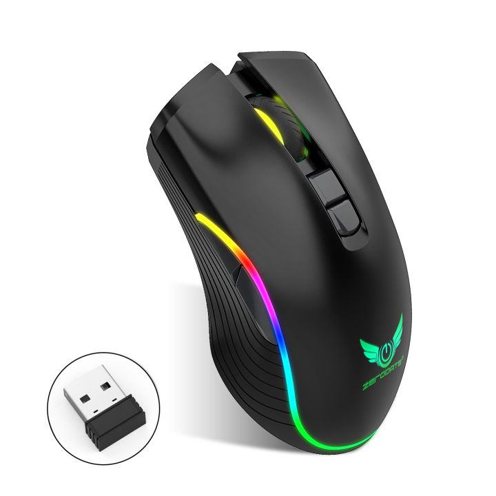 Zerodate T26 2.4G Wireless Mouse Rechargeable RGB Backlit Mouse USB C ...