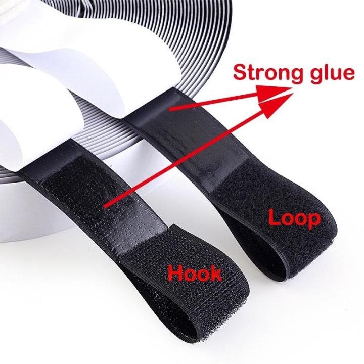 1 Meters 2 roll/set Self-adhesive Velcro Cable Tie Tape Black White ...