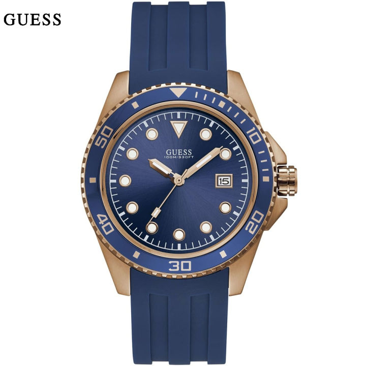 Guess Blue Dial Blue Rubber Strap Watch For Men-W1109G3 | Daraz.pk