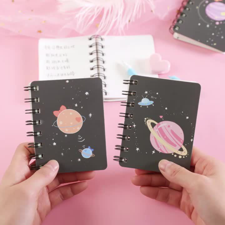 Flip Coil Mini Notebook Portable Mini Size Flip Coil Book Planet Design ...