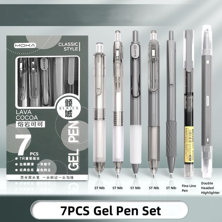 Sweet Journal 7PCS 0.5mm Press Gel Pen Black Ink Quick-Drying ST Nib ...