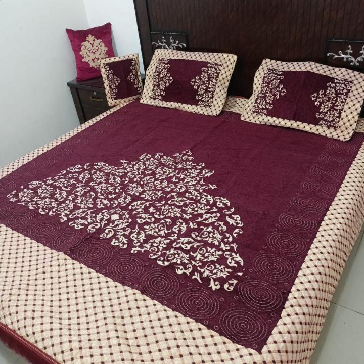 5 pieces velvet jakard bedsheet set for luxury style living double bed ...