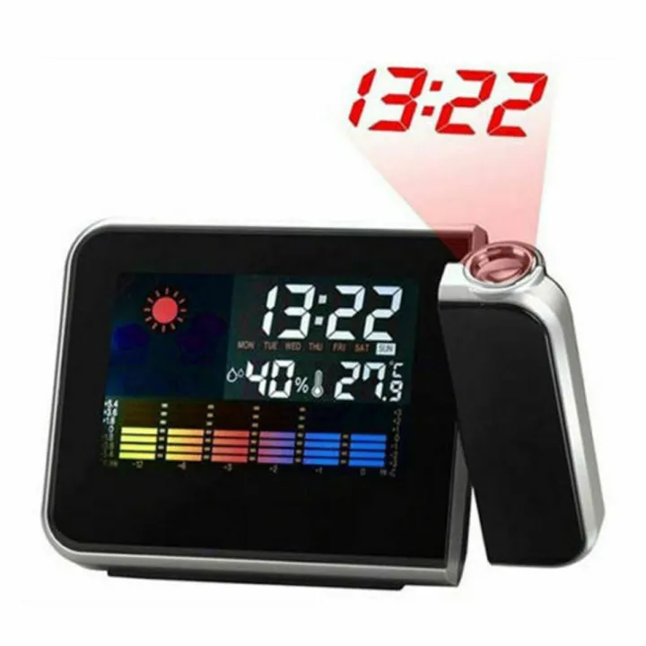 Digital LCD Display Voice Talking Projection Alarm Clock Weather ...