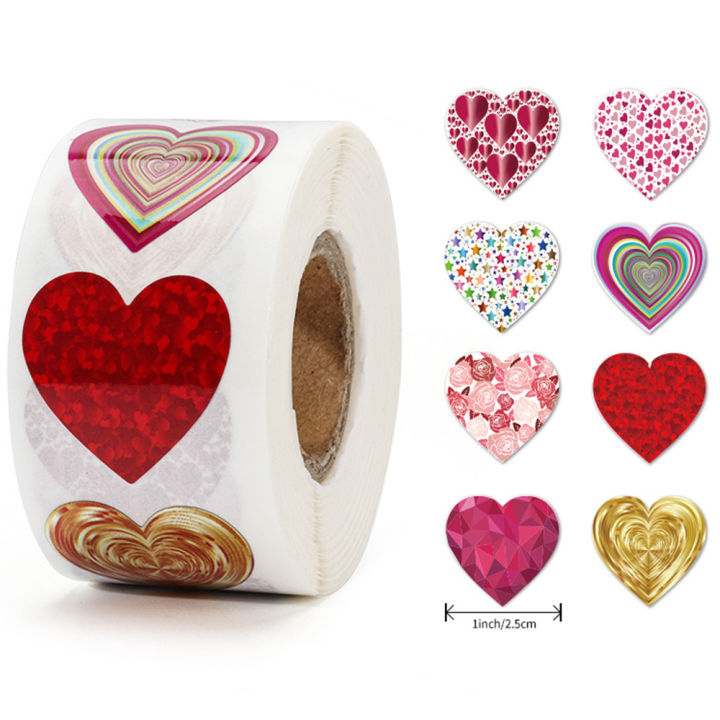 2024 50-500Pcs Red Pink Heart Stickers For Valentines Day Wedding Gift ...