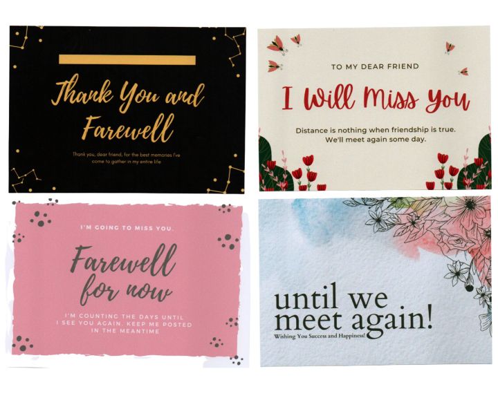 Pack of 4 farewell greeting card with envelope & stickers farewell gift ...
