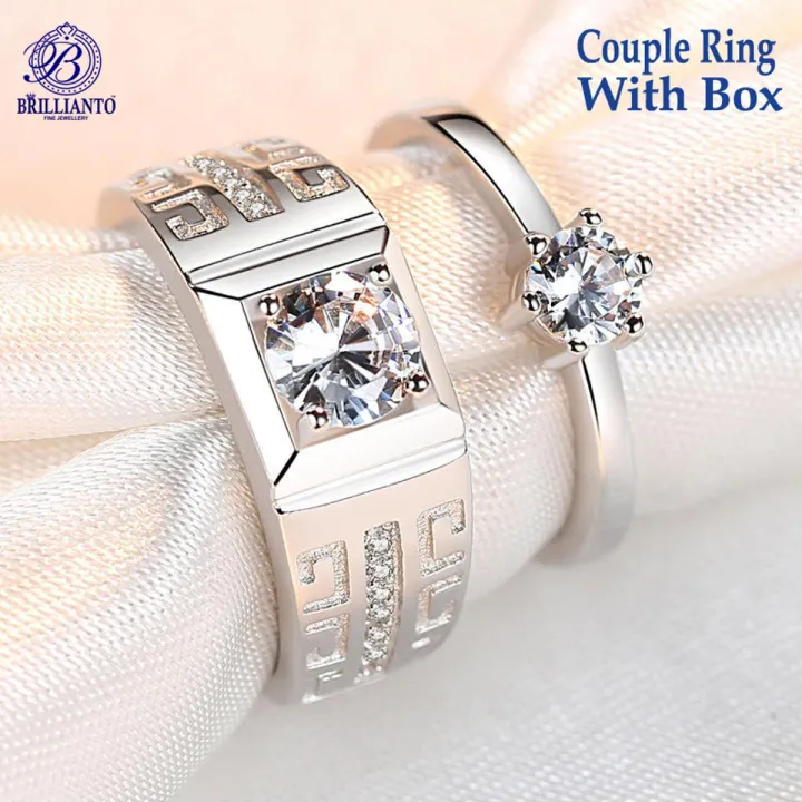 2 Pcs Adjustable Couple Rings set Gift for Girls With Box and Boys ...