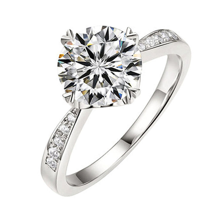 Korean version of snowflake diamond ring 2 carat 18K gold plated double ...