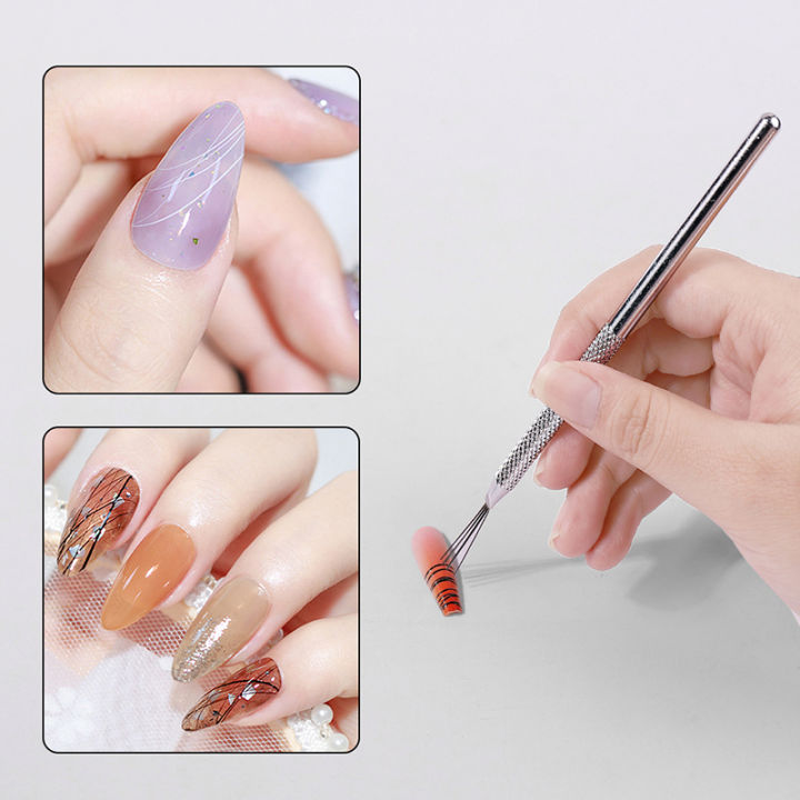 Multifunctional Nail Art Line Painting 7 Pin Pen Bendable Stainless ...