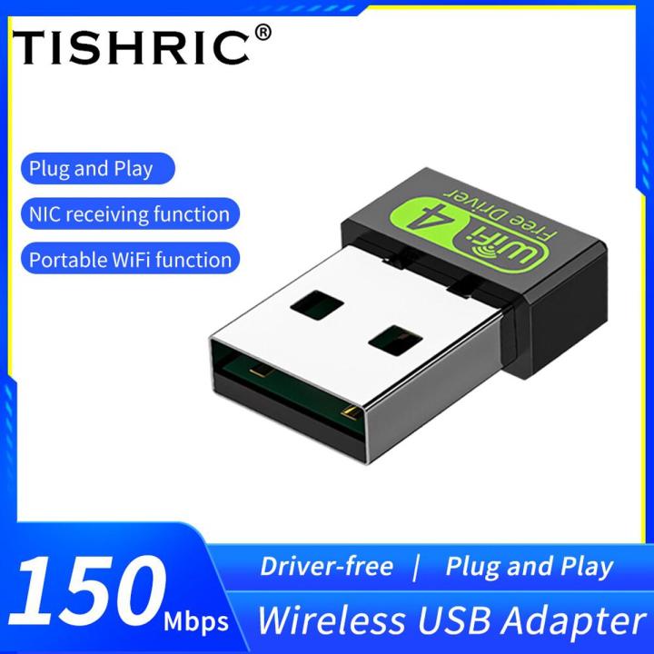 TISHRIC Wireless USB Wifi Adapter Driver-Free Network Card 150Mbps USB2.0 Receiver 2.4GHz ...