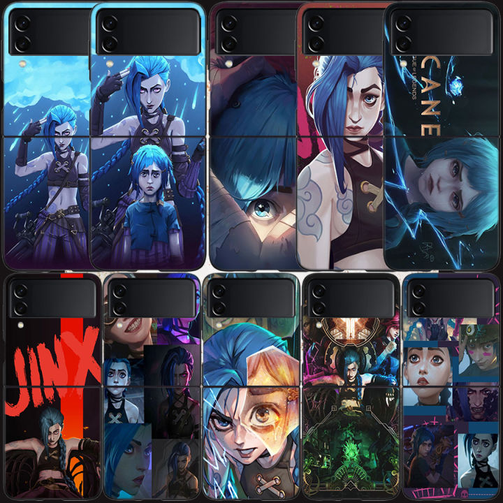 Anime Arcane Jinx Vi Case for Samsung Galaxy Z Flip 3 Flip 5 4 5G Black ...