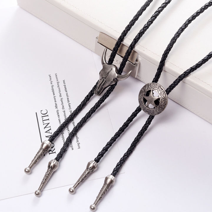 Adjustable Bull Head Five-pointed Stars Western Cowboy Bolo Tie Rodeo ...