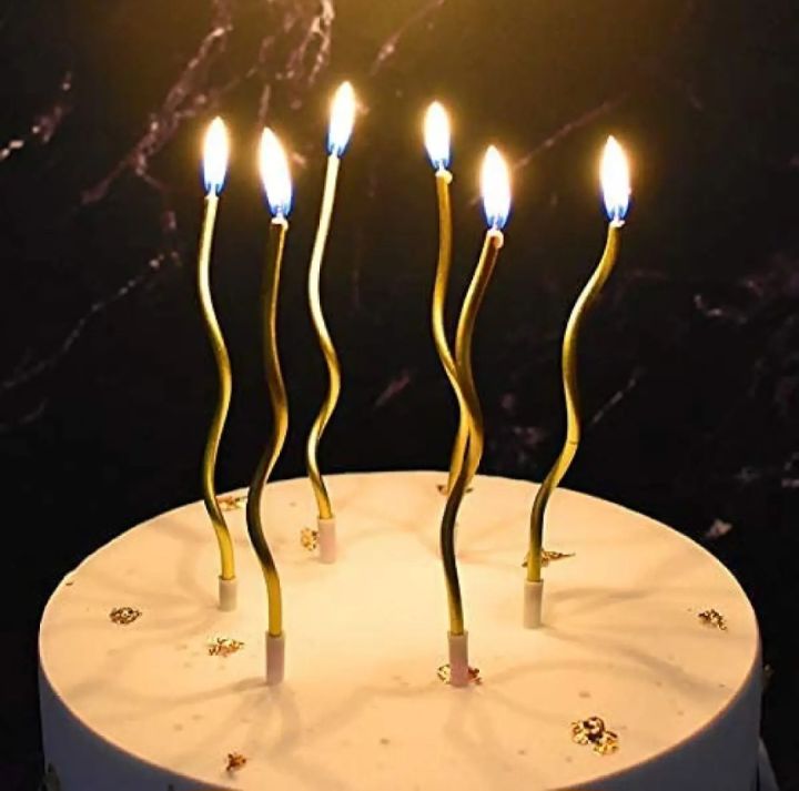 Curly Candle Pack of 6 Twisty Metallic Candles For Birthday Parties ...