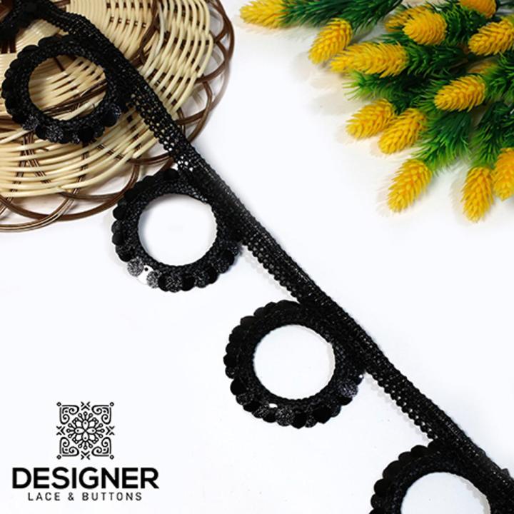 Fancy Sequence Coin Lace | 1 yard | Black Color | - FCL-03 | Daraz.pk