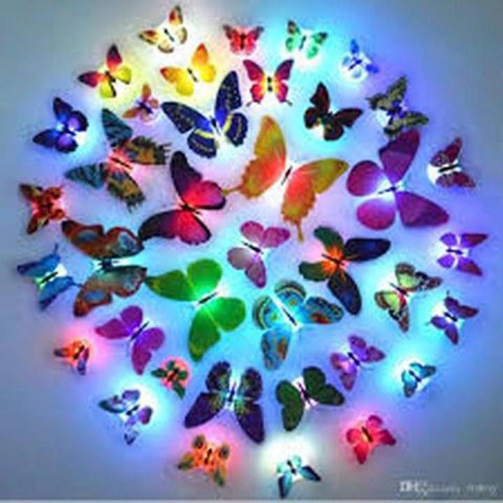 Pack of 6 - Glow In The Dark Led Butterfly Night Light Led Color ...
