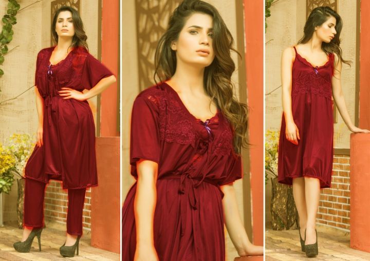 Nighty 3 Piece Night Wear For Women / Sleepwear / Sexy Nighty (GOWN ...