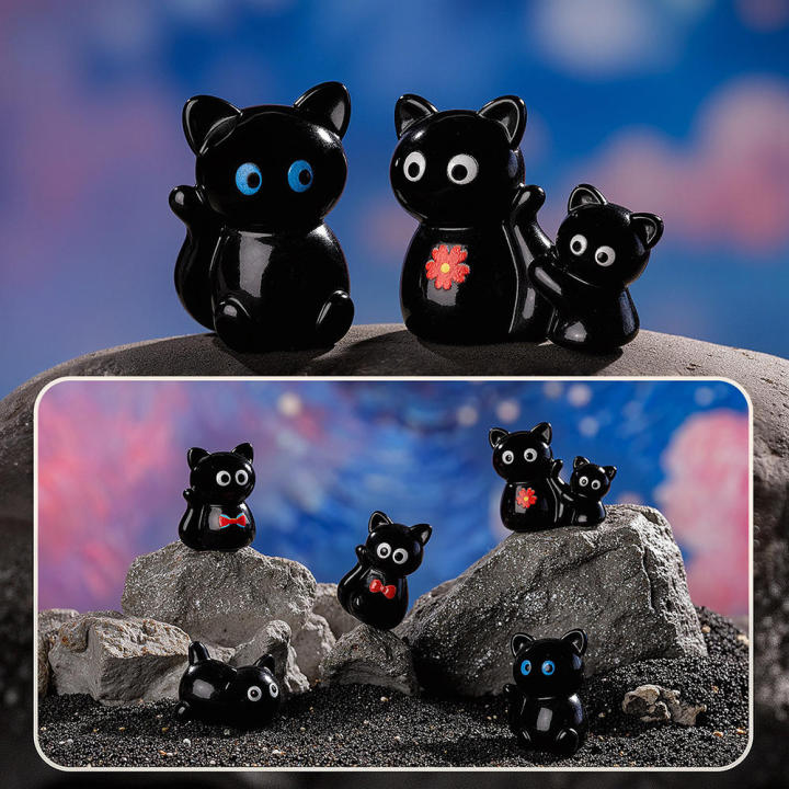 Resin Black Ornament Black Statue Funny Cute Kitten Ornament for Shelf ...