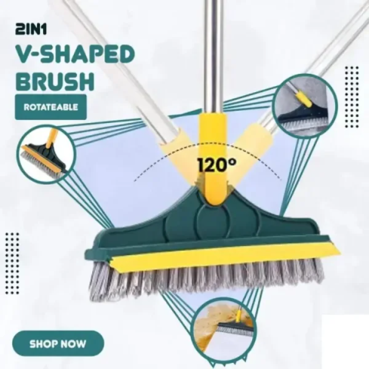 2in1 Viper Brush Bathroom Corner Broom V-Shaped Floor Scrub Brush with ...