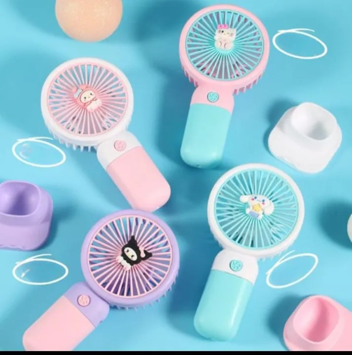 Mini Portable Handheld USB Fan - Cute Cartoon Design Rechargeable Fan ...