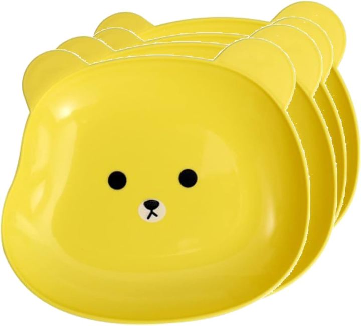 8-Piece Cartoon Bear Plate Set with Stand – Reusable Food-Grade Plastic ...