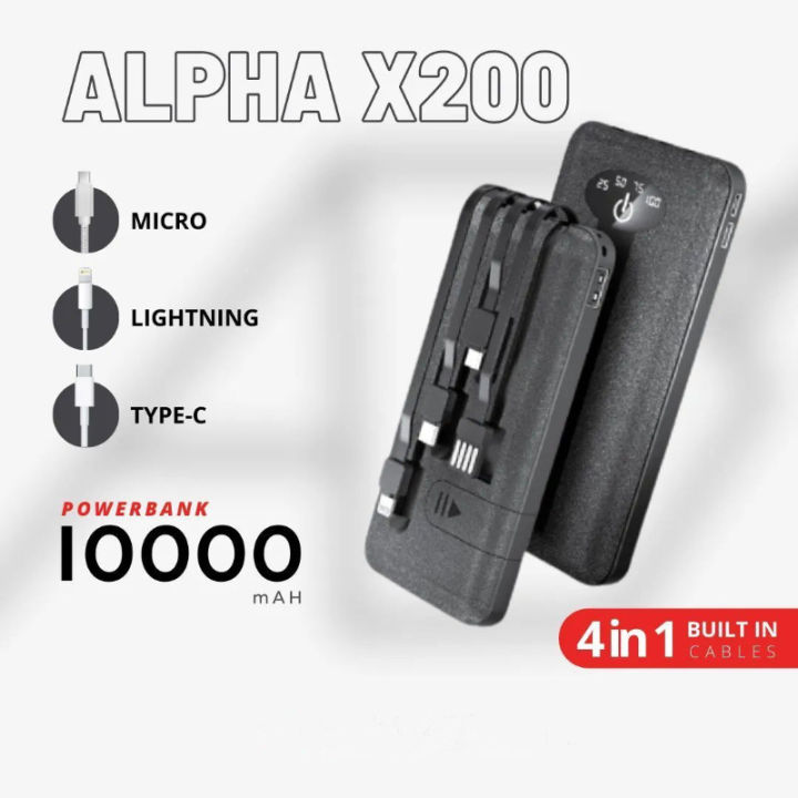 Alpha X-200 10000mAh Power Bank With Phone Holder, LED Display And 2x ...