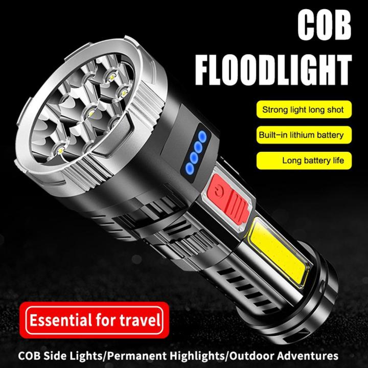 Outdoor Strong Light Flashlight Outdoor LED Side Light Outdoor Charging ...