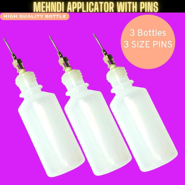 mehndi injection pen Applicator Bottle 3 with 3 Needle Ready to Use ...