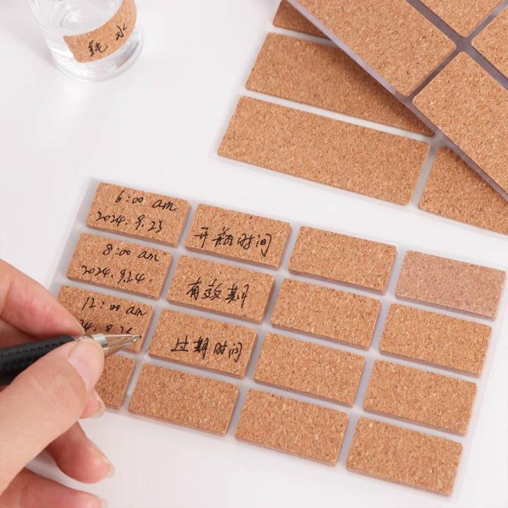 36/96pcs Kitchen Supplies Self-adhesive Cork Wooden Labels Stickers ...