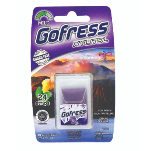 Gofress Xylitol Grape Flavor Sugar Free 24 Strips, for Fresh Mouth ...