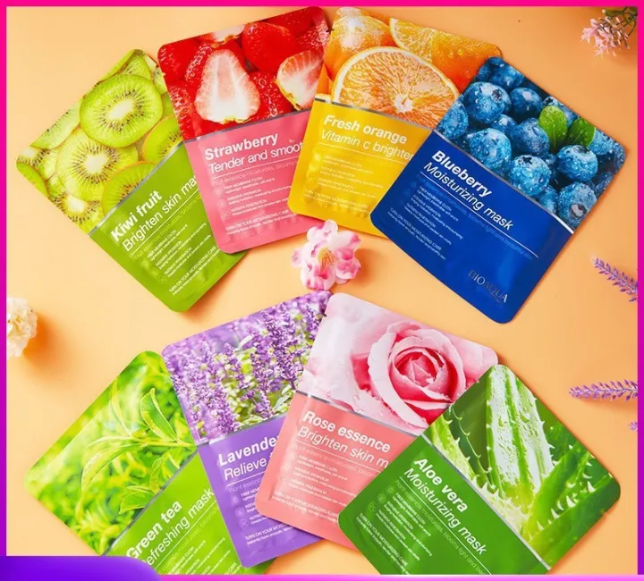 BIOAQUA Facial Mask Variety Pack - 6 Pcs with Aloe Vera, Green Tea ...