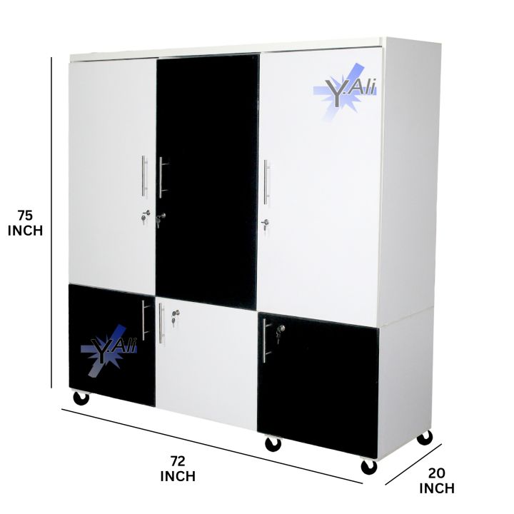 Black White 6x6 Feet 20 Inch Large Wooden Sheet Six doors Folding ...