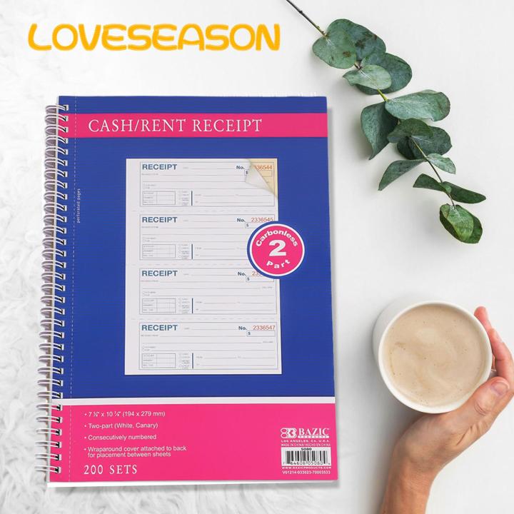 Yellow Copy Receipt Book 200 Sets 2-part Carbonless Receipt Book Spiral ...