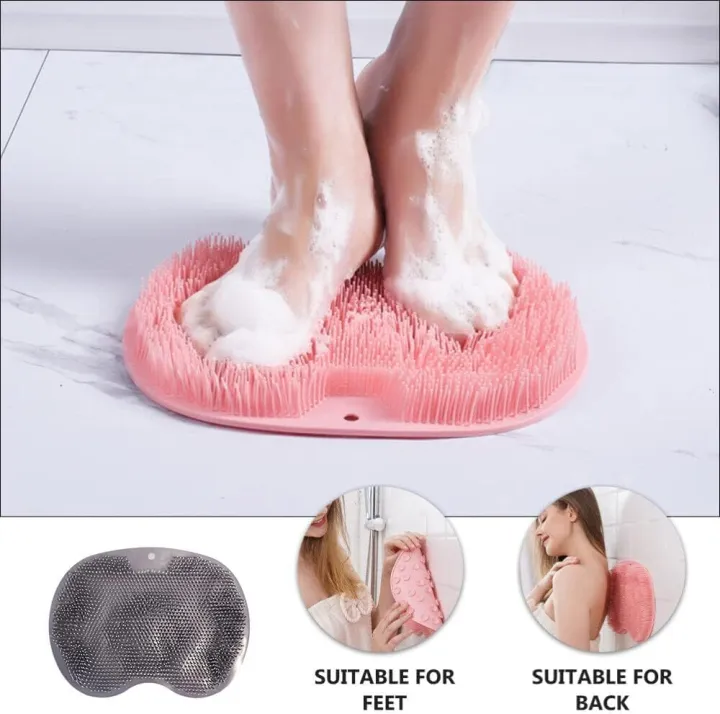 Bath Body Brush Foot Back Massage Pad Silicone Exfoliating Non-Slip Bath Pad with Suction Cup ...