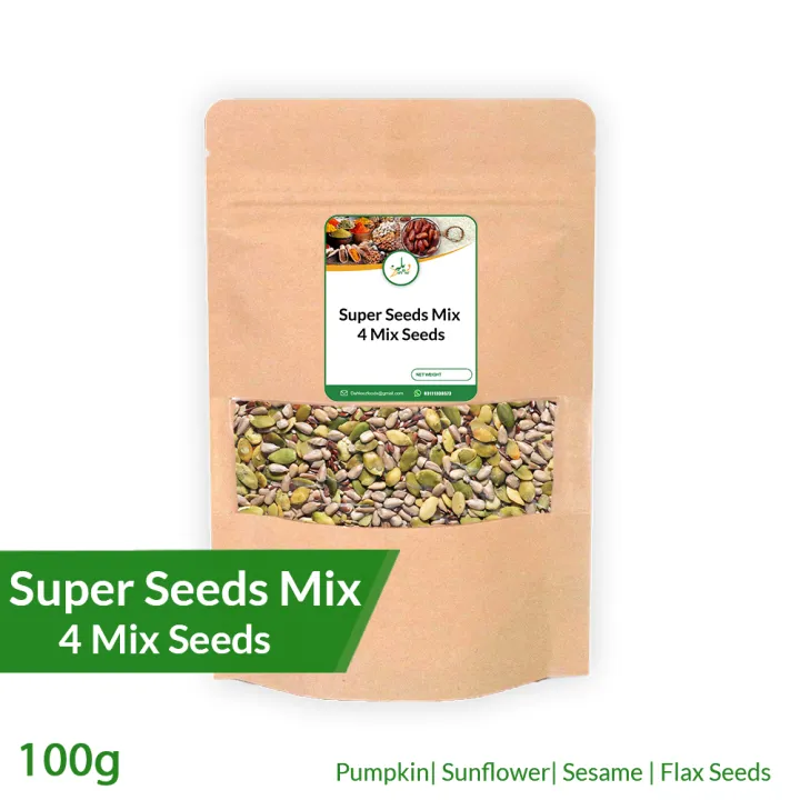 Super Seeds Mix / 4 Mix Seeds - 100g (Pumpkin , Sunflower , Sesame ...