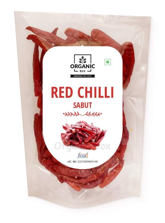 Organic Box Mathania Red Chilli Whole ( Lal Mirch Sabut ) Stemless ...