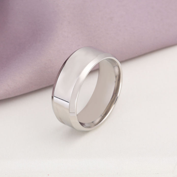 SILVER Polished Mate Finish Titanium Band Ring For Boys & Girls | Daraz.pk
