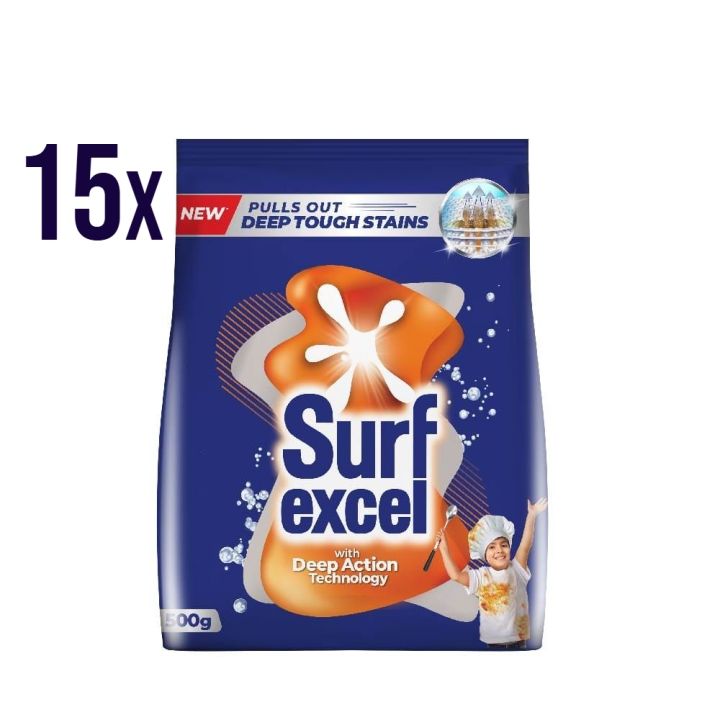 Pack Of 15 New Packing Surf Excel Washing Podwer - 500g | Daraz.pk