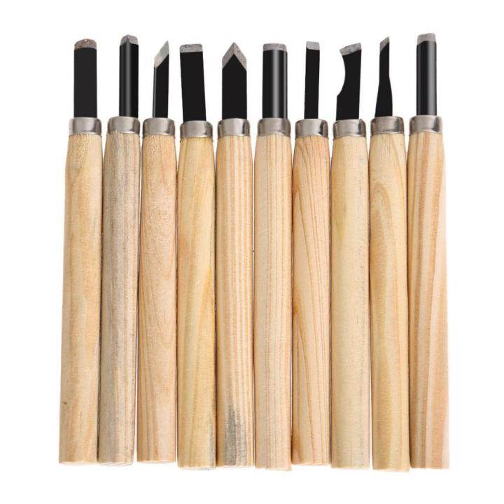 10 Pcs Wood Carving Tool Kit with Wooden Handle Multi-Function Cutter ...