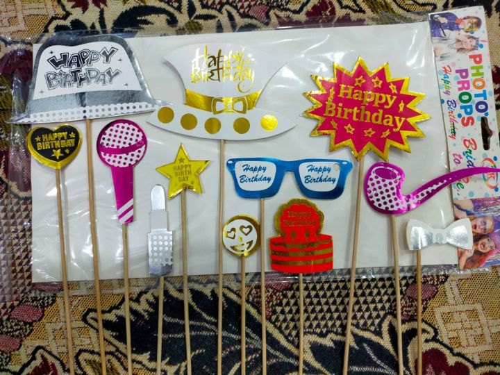 Happy Birthday different Photo Booth Props Set – Pack of 12 Funny Poses ...