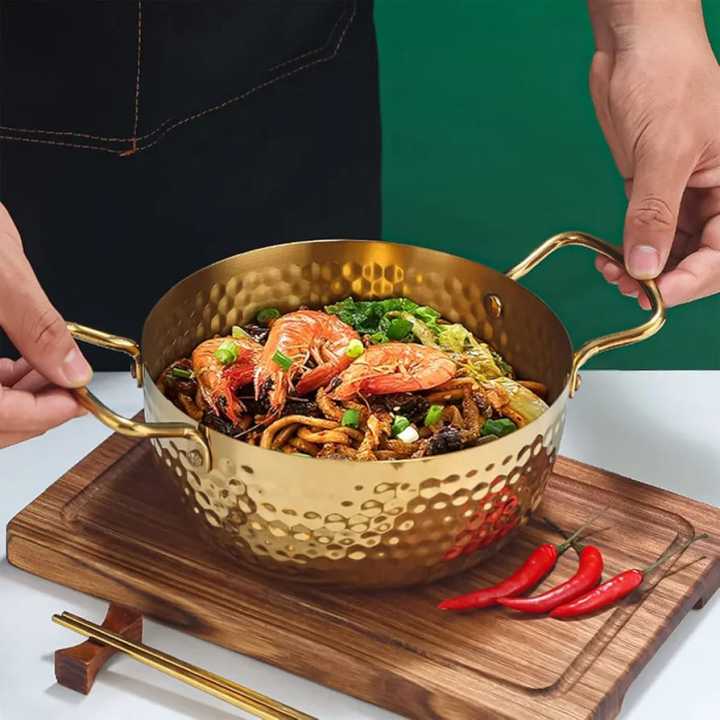 Stainless steel Noodle pot for cooking with double handles, Hammered ...