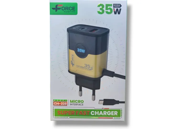35W FORCE CH-228 MICRO INTERFACE SUPER FAST CHARGER | Daraz.pk