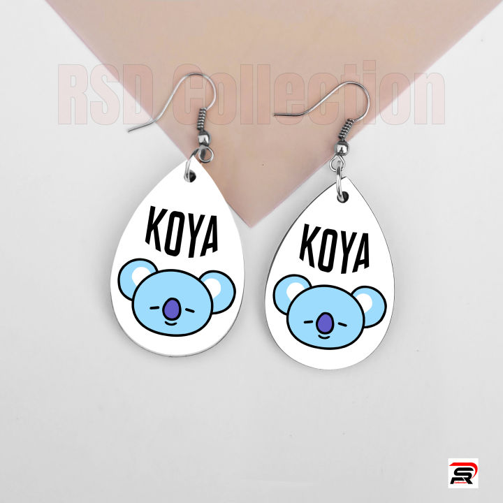 Bt21 KOYA earrings - bt21 Drop koya earrings for women - bts accessories for girls | Daraz.pk