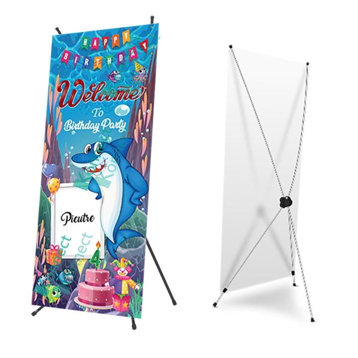 Personalized Birthday Party Welcome X Stand With Banner | Baby Shark ...
