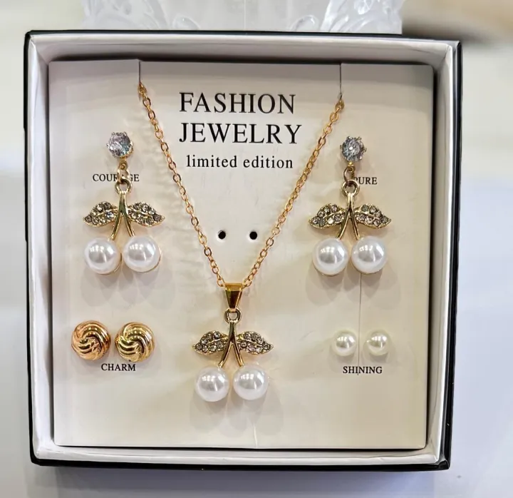 Cherry Design Jewellery Set for Girls & Women – 3-in-1 Earring Combo ...